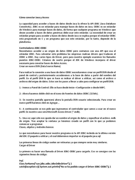 Cómo Conectar Java Y Access Descargar Gratis Pdf Sql Objeto