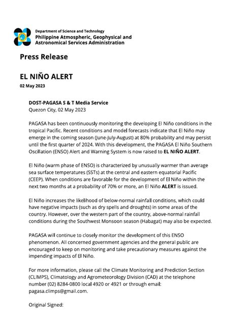 Pagasa Daily Statement 2 Pdf