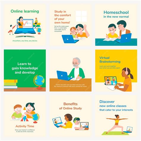 Free Vector Online Learning Editable Template Vector Education Set