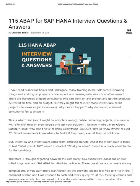 115 Practical Sap Hana Abap Interview Qanda Pdf Sql Databases