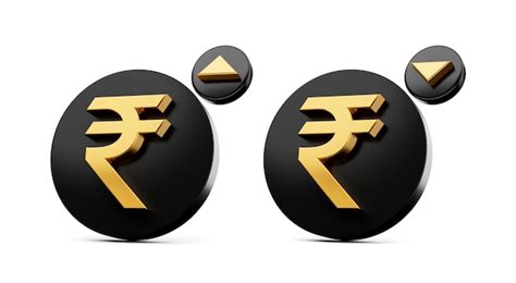 El símbolo de la rupia india aumenta y disminuye el icono dinero 3d