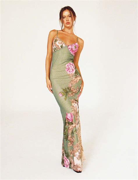 JULIANNA DRESS GREEN FLORAL ROCCOCO FLORAL Floral Prom Dresses