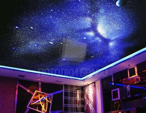 Звездное небо - натяжной потолок с подсветкой, фото, видео