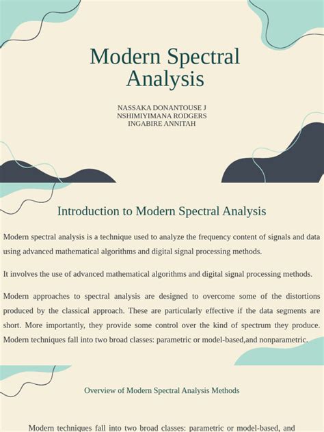 Modern Spectral Analysis Presentation Pdf Spectral Density
