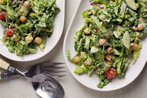 Salad With Crispy Spiced Chickpeas And Tahini Dressing Recipe The