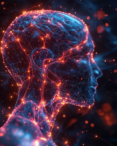 a futuristic rendering of the human brain connected to a digital neural