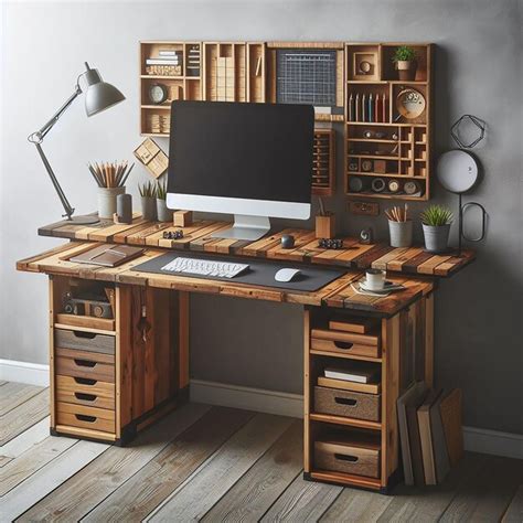 Creative Computer Desk Arrangement Stands Wooden Table Keyboard Mouse