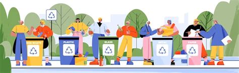 Концепция переработки сортировки мусора Бесплатно векторы