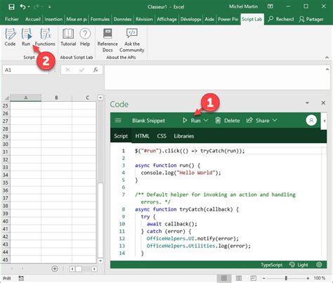 API JS dans Excel Prise en main du complément Script Lab Médiaforma