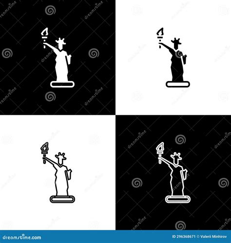 Icono De La Estatua De La Libertad Aislada En Fondo Blanco Y Negro