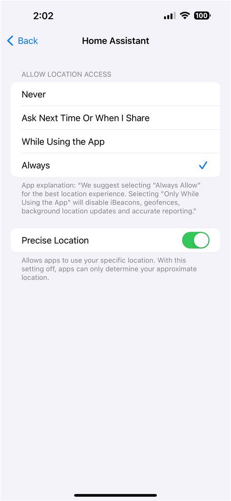 Question About Location Access Setting In IOS Mobile App Home