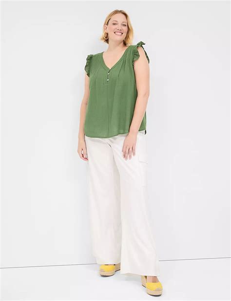Casual Classic Cap Sleeve Flutter V Lanebryant