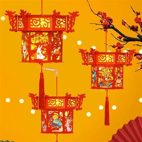 中秋節紙燈籠掛飾兒童手提發光投影卡通走馬燈手工制作diy材料包 蝦皮購物