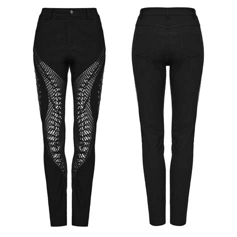 Edgy Punk Mesh Burnt Pattern And Hollow Trousers