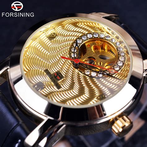 Buy Forsining Golden Luxury Corrugated Designer Mens