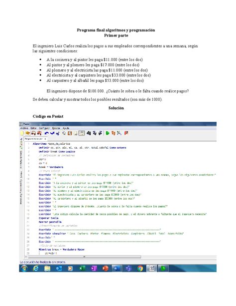 Programa Final Algoritmos Y Programación 1 Parte Programa Final