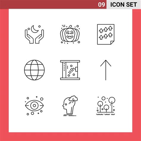 Set Of 9 Vector Outlines On Grid For Nature Environment Avatar Earth Paper Editable Vector