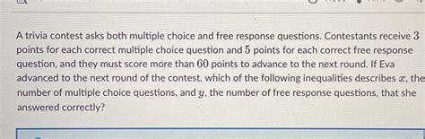 Solved A Trivia Contest Asks Both Multiple Choice And Free Response