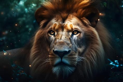 premium ai image closeup of lion panthera leo in front of black