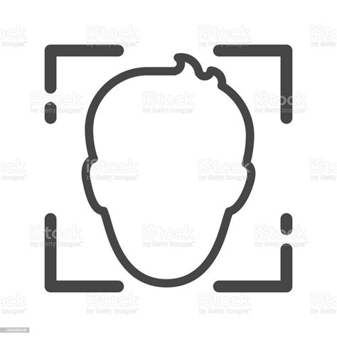 흰색 배경에 고립 된 트렌디 한 플랫 스타일로 얼굴 인식 시스템으로 맨 헤드 뷰의 실루엣 바코드 스캐너에 대한 스톡 벡터 아트 및 기타 이미지 바코드 스캐너 사람 얼굴