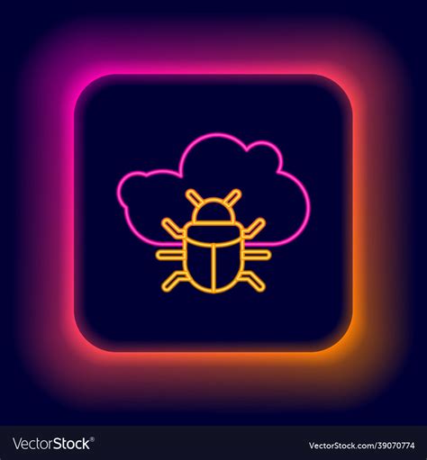 Glowing Neon Line System Bug On A Cloud Icon Vector Image
