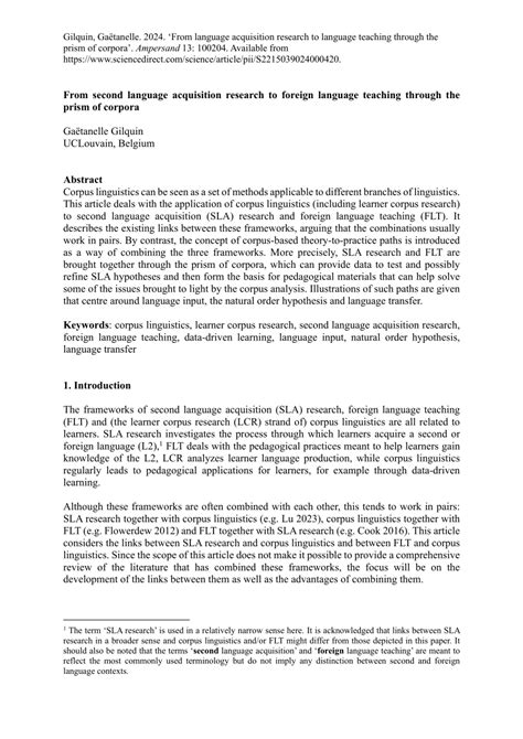 Pdf From Second Language Acquisition Research To Foreign Language Teaching Through The Prism