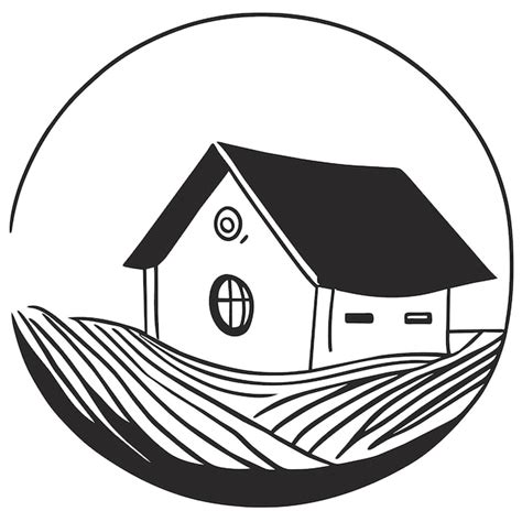 Un Vecteur Dune Maison De Foin Dessin Au Trait Noir Et Blanc Vecteur