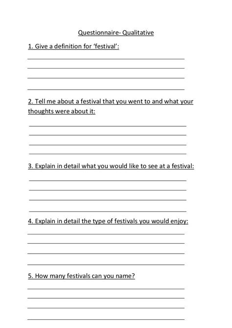 Quantitative Questionnaire Festival