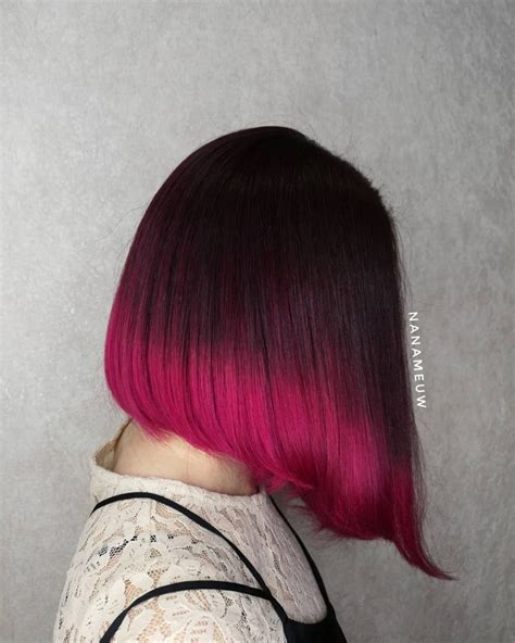 Fuchsia Dip Dye Dip Dye Hair Long Bob Hairstyles Short Bob Hairstyles