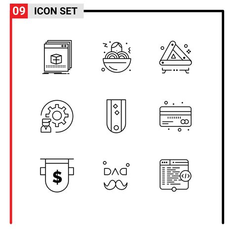 9 Thematic Vector Outlines And Editable Symbols Of Diamonds Process Accident Development Coding