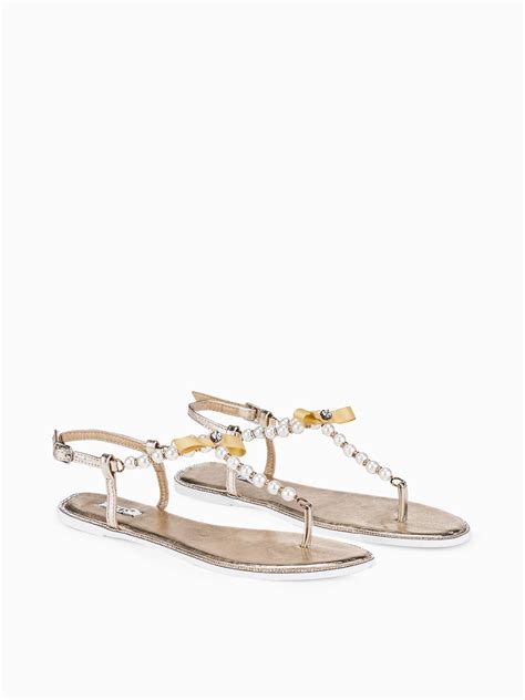 Womens Sandals With Pearls Lr250 Gold Modone Wholesale Clothing