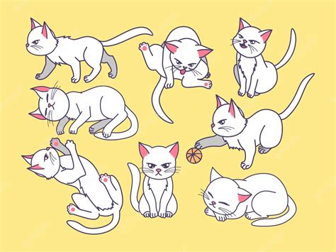 Premium Vector Doodle Cat In Various Actions Cute Colorful Doodle