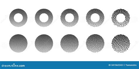 circles with different resolution of bitmap dither gradient vector set