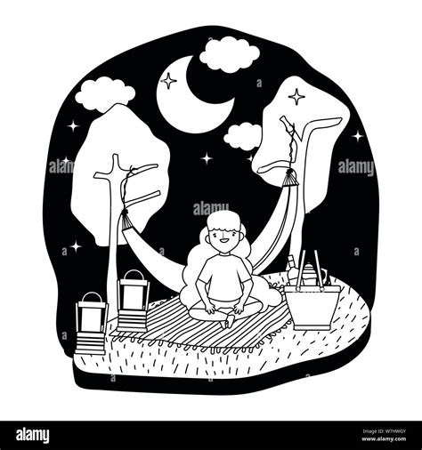Woman Cartoon Having Picnic Design Food Summer Outdoor Leisure Healthy