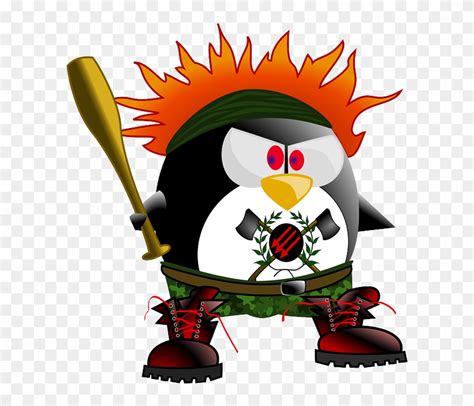 Tux Anarchy Punk Penguin Violence Bat Aggressive Tux Punk