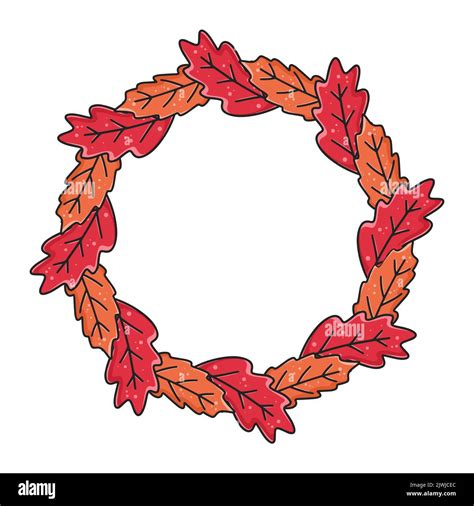 Round Autumn Wreath Of Acorn Leaves Foliate Beautiful Circle Rim