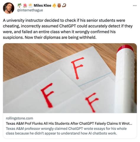 Professor Fails Entire Class As Chatgpt Falsely Takes Credit For