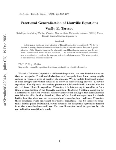 Pdf Fractional Generalization Of Liouville Equations