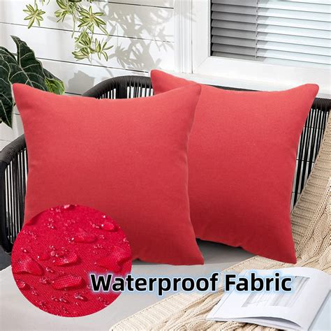 Kabuer 18 X 18 Red Polyester Outdoor Waterproof Pillow Covers 2
