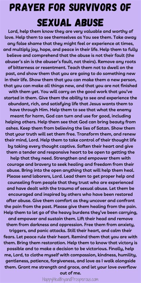 Prayer And Scriptures For Survivors Of Sexual Abuse Happy Healthy