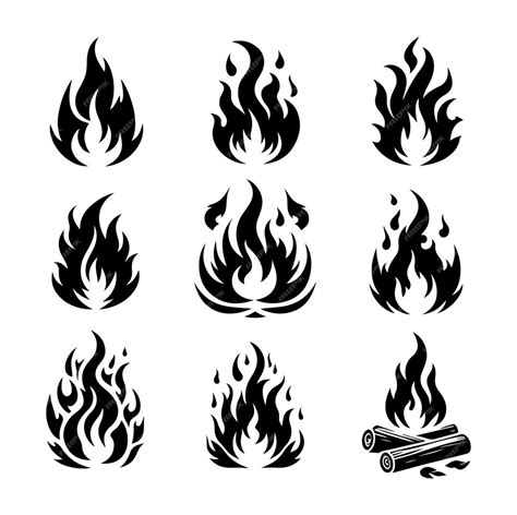 Un Conjunto De Símbolos De Fuego Con Las Palabras Llamas De Fuego En él