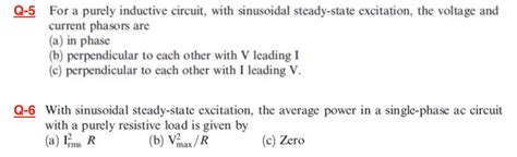 Solved Q For A Purely Inductive Circuit With Sinusoidal Chegg Com