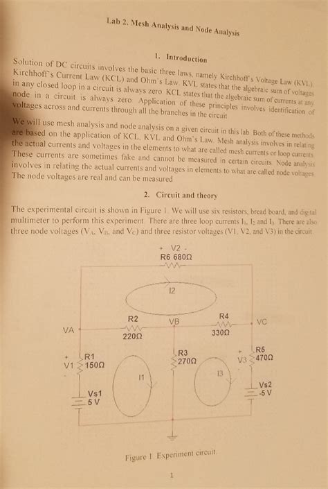 Solved Lab Mesh Analysis And Node Analysis Chegg