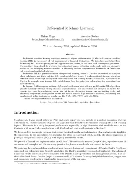Pdf Differential Machine Learning