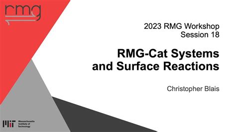 Rmg Cat Systems And Surface Reactions Rmg Workshop Session