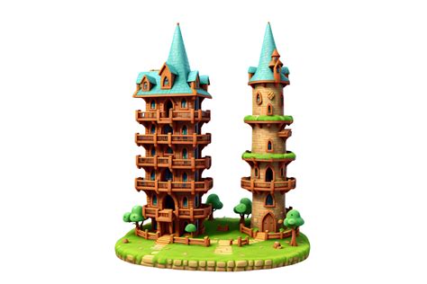 Ai Generated Cartoon Home Mage Tower Roof Garden Princess Houses