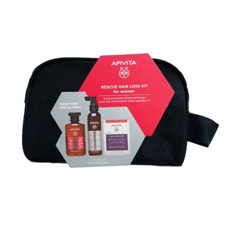 Apivita Rescue Hair Loss Kit For Women Tonic Shampoo 250ml And Hair Loss