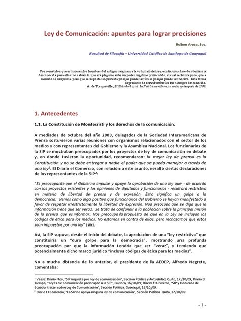 Analisis Ley Orgánica De Comunicacion Ecuador Pdf Medios De