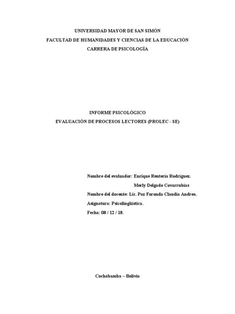 Informe Prolec Se Descargar Gratis Pdf Comprensión Lectora Modificación De Comportamiento