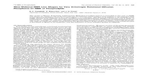 Pdf Slow Motional Nmr Line Shapes For Very Anisotropic Rotational · 31p Nmr Of Phospholipids